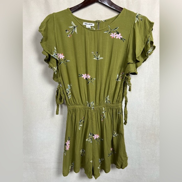 Billabong | Pants & Jumpsuits | Billabong Green Floral Romper | Poshmark